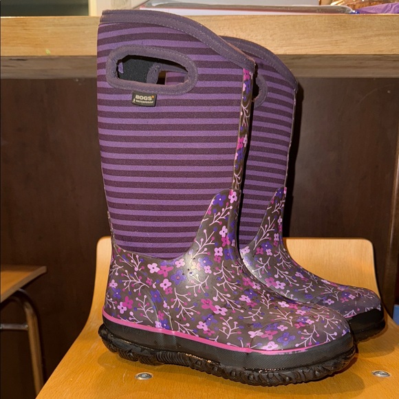 Bogs | Shoes | Bogs Kids Insulated Boots Purple Floral 3f Rated | Poshmark